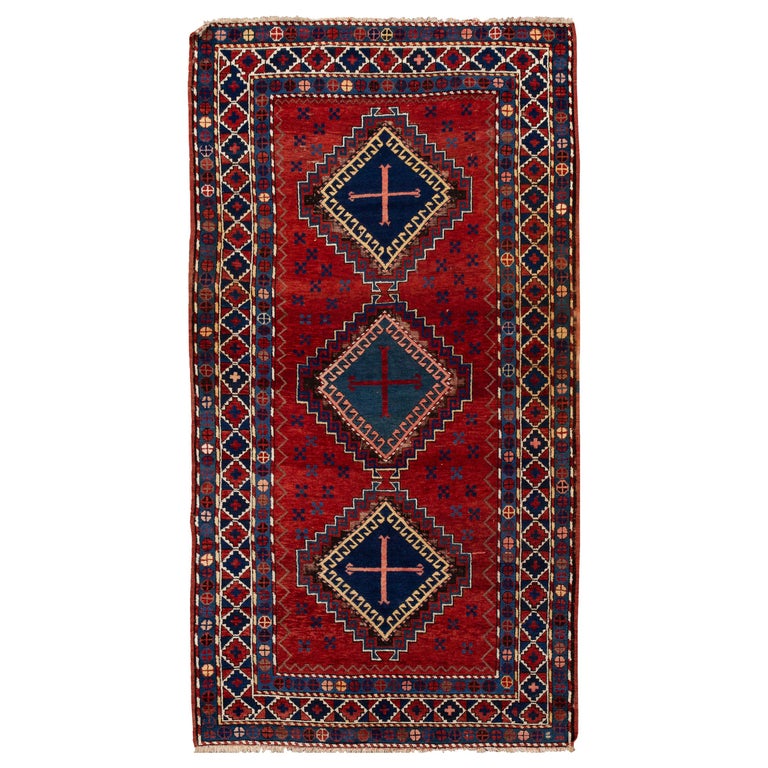 Early 20th Century Antique Caucasian Wool Rug For Sale at 1stDibs