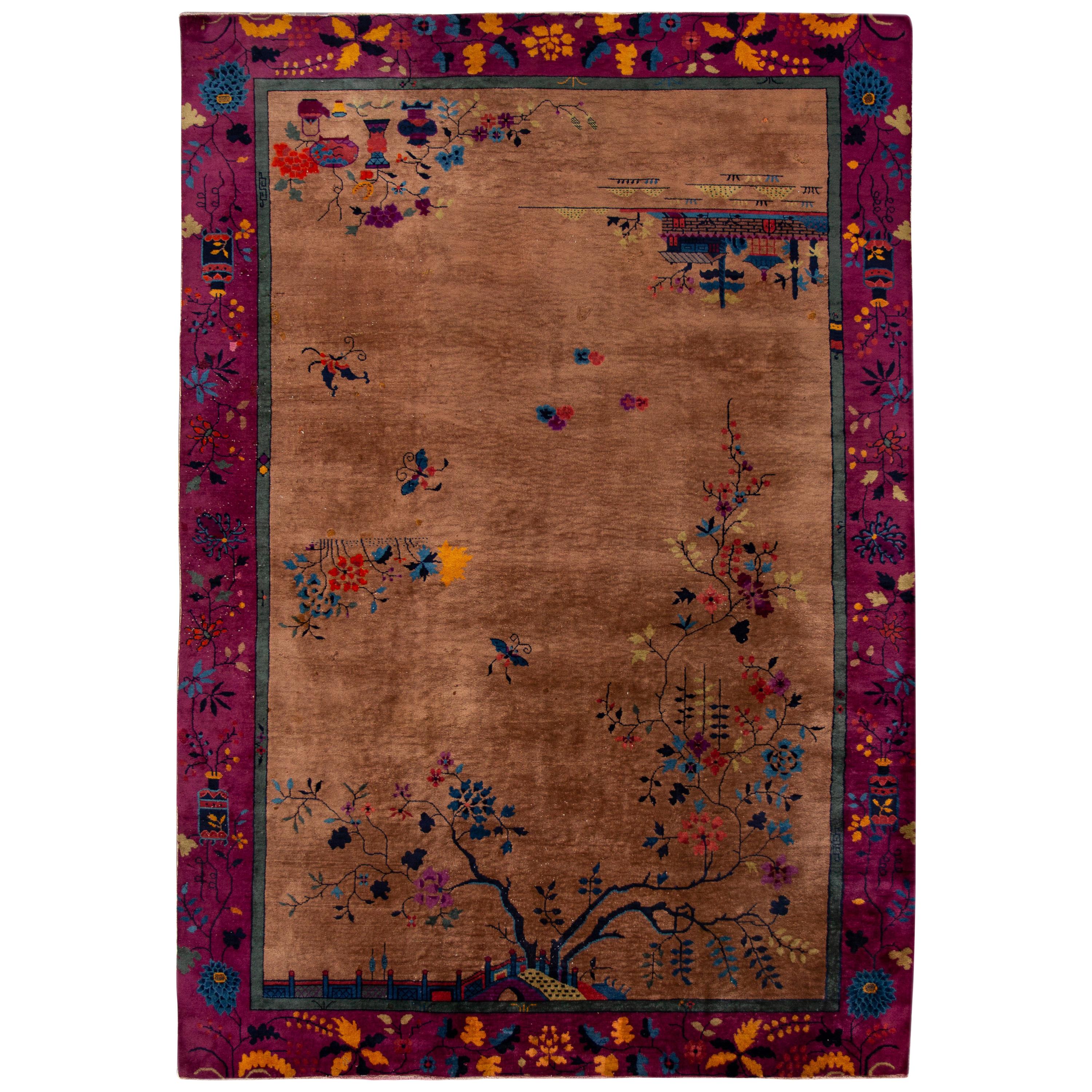 Antique Chinese Art Deco Wool Rug 7 Ft 9 In X 11 Ft 3 In. For Sale at ...