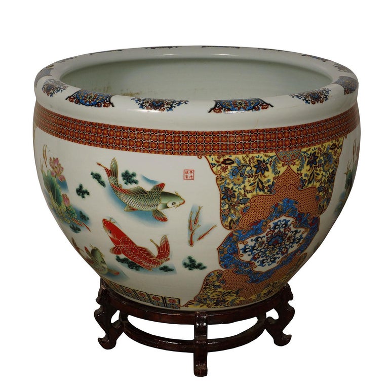 Early 20th Century Antique Chinese Famille Rose Porcelain Fish Bowl ...