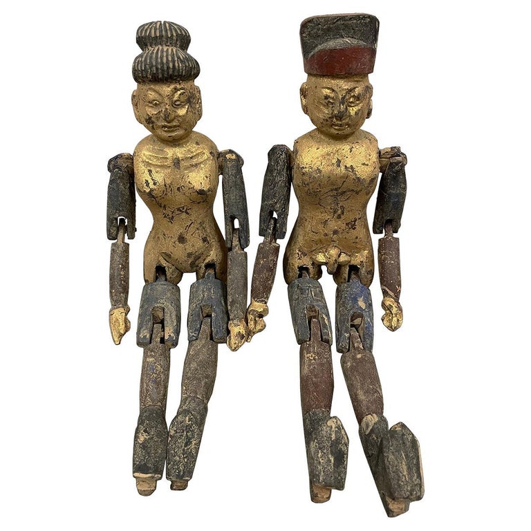 Early 20th Century Antique Chinese Gilt Carved Camphor Wood Toys For ...