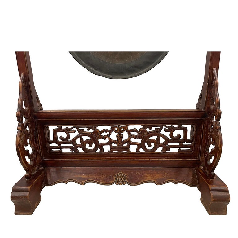 Early 20th Century Antique Chinese Table Gong With Dragon Stand and ...