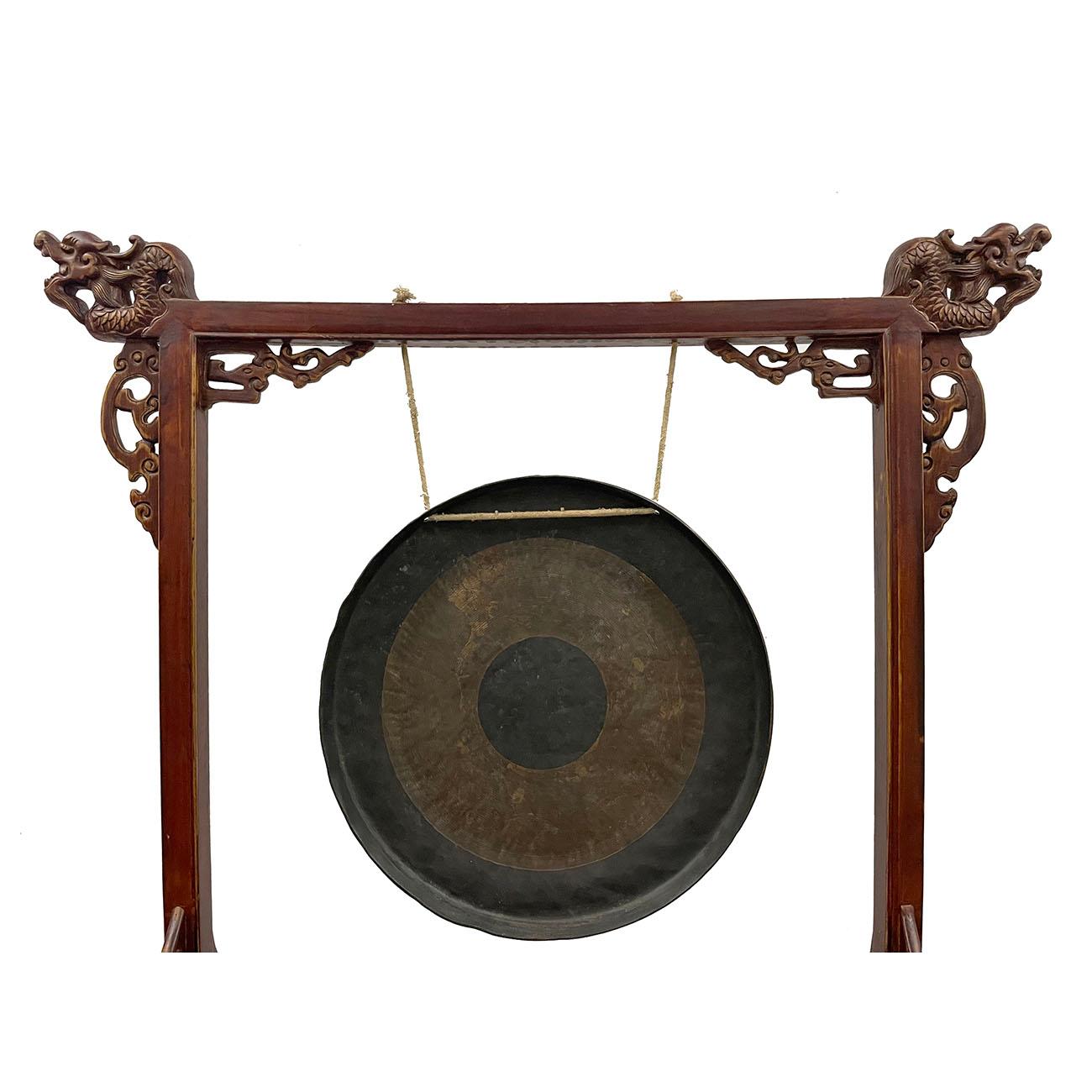 Early 20th Century Antique Chinese Table Gong With Dragon Stand and ...