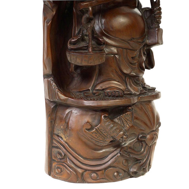 Early 20th Century Antique Chinese Wood Carved Buddha Statue For Sale ...