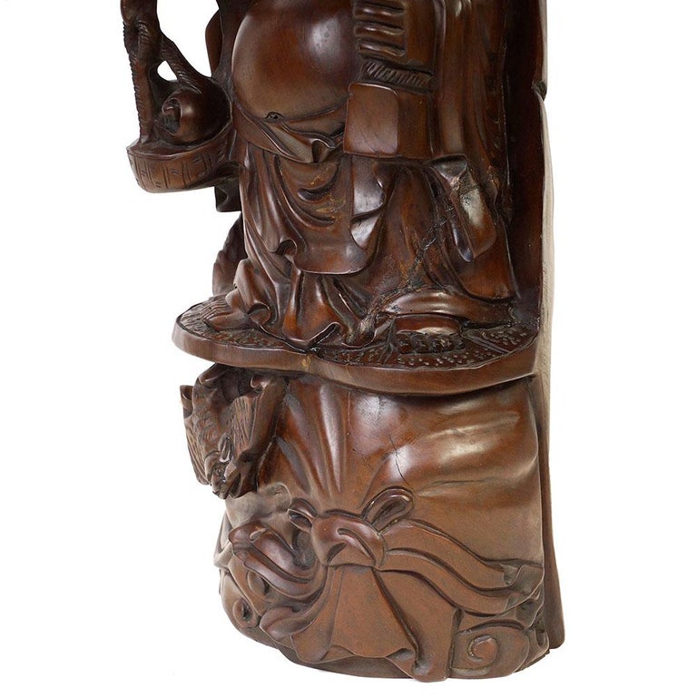 Early 20th Century Antique Chinese Wood Carved Buddha Statue For Sale ...