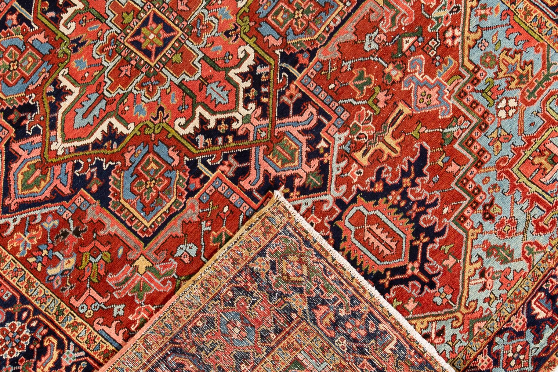 Antique Distressed Persian Heriz Handmade Heriz Wool Rug at 1stDibs