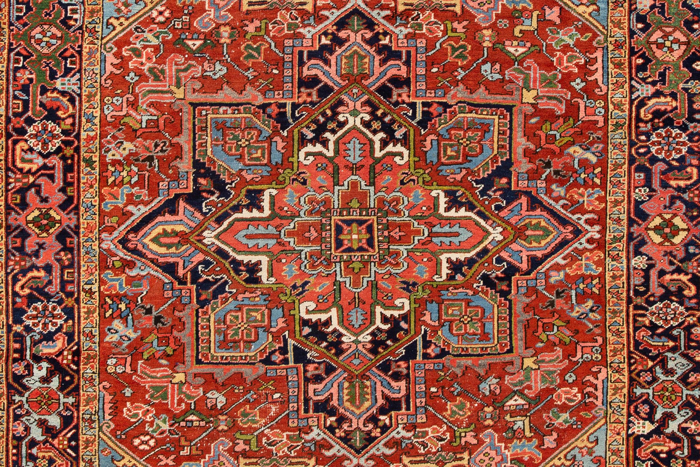 Antique Distressed Persian Heriz Handmade Heriz Wool Rug at 1stDibs