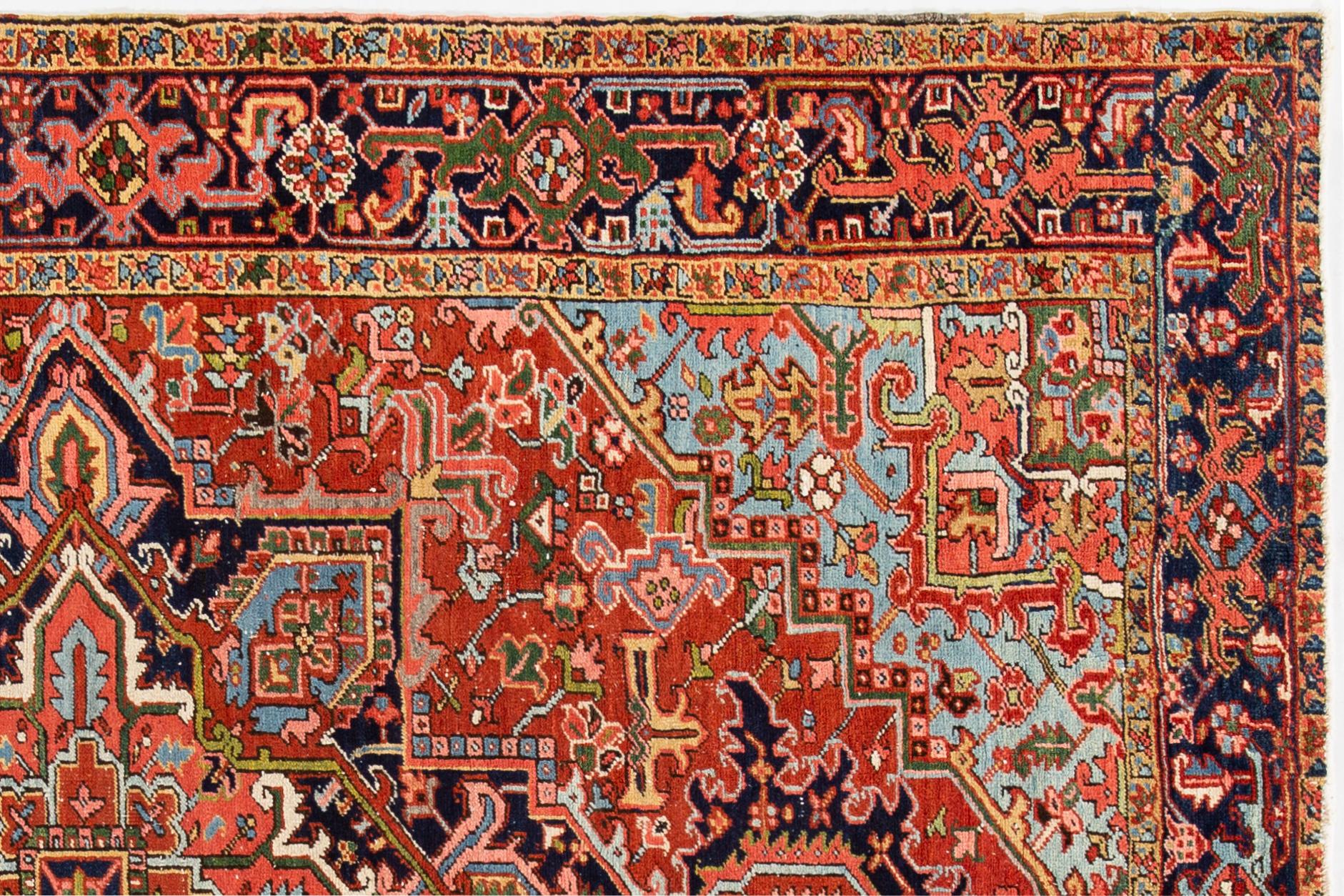 Antique Distressed Persian Heriz Handmade Heriz Wool Rug at 1stDibs