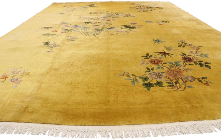 Early 20th Century Antique Gold Chinese Art Deco Rug Inspired by Walter ...