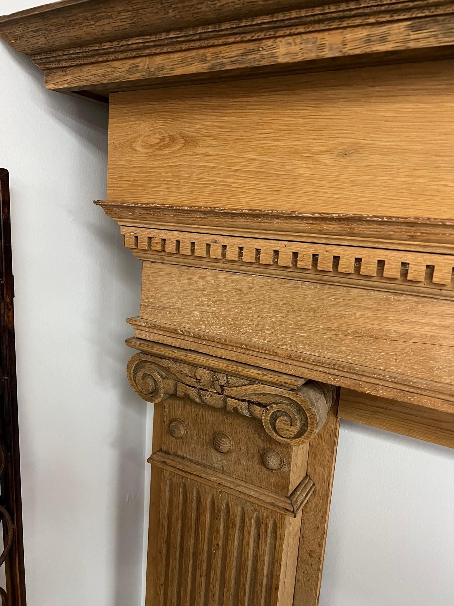 Early 20th Century Antique Oak Fireplace Mantel with Fluted Pilasters ...
