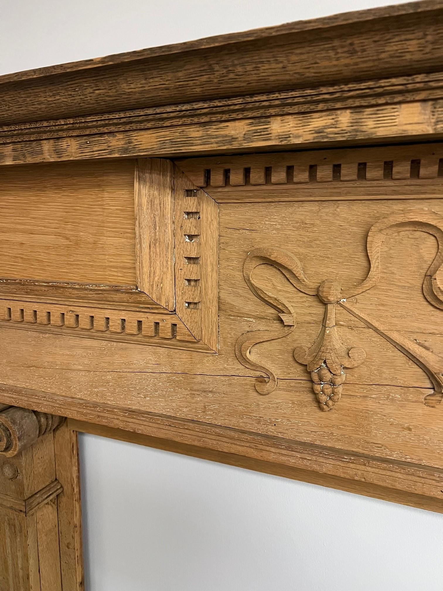 Early 20th Century Antique Oak Fireplace Mantel with Fluted Pilasters ...