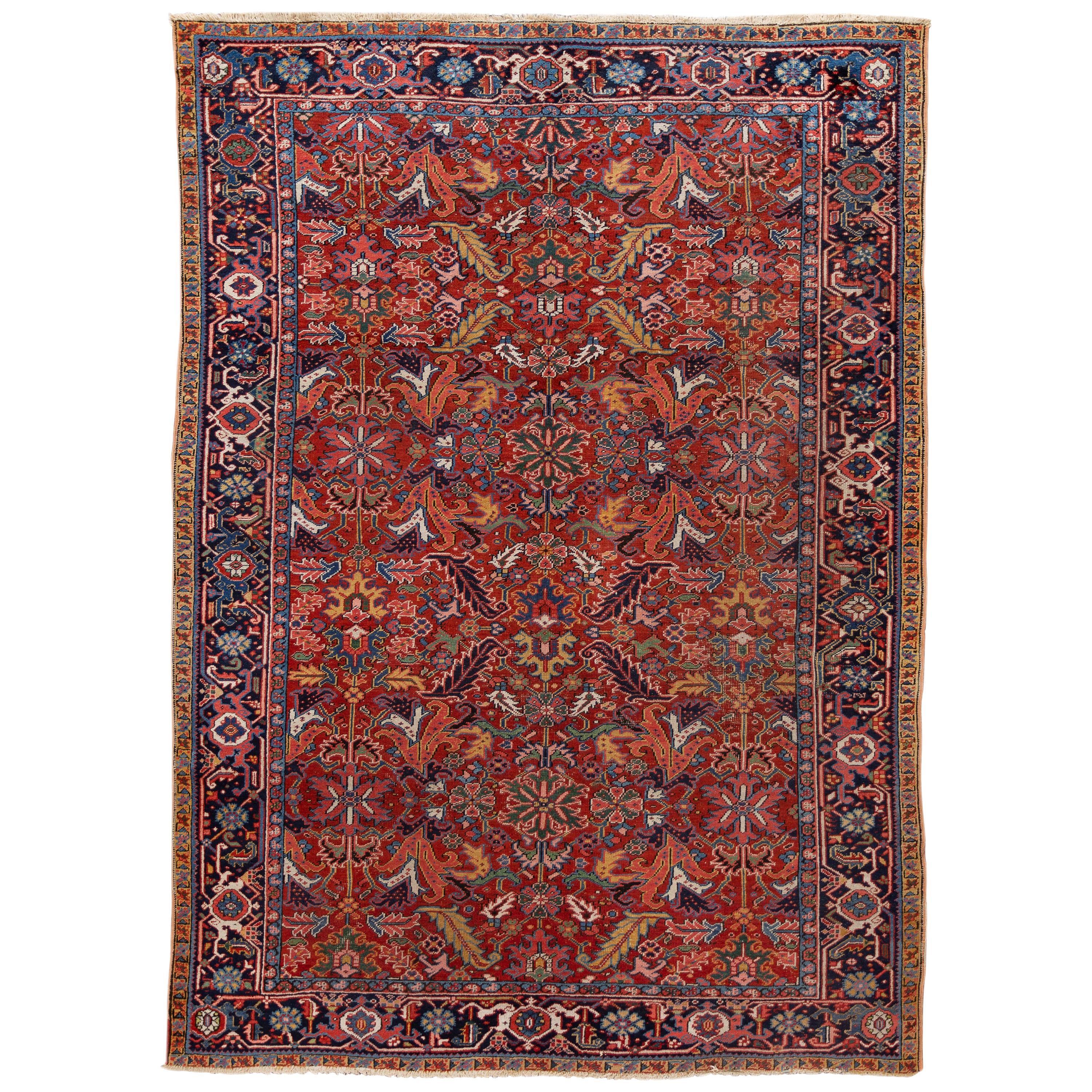 Early 20th Century Antique Persian Heriz Rug For Sale at 1stDibs