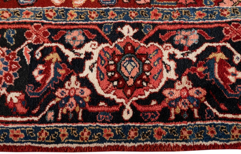 Antique Persian Heriz Medallion Handmade Red Wool Rug For Sale at 1stDibs