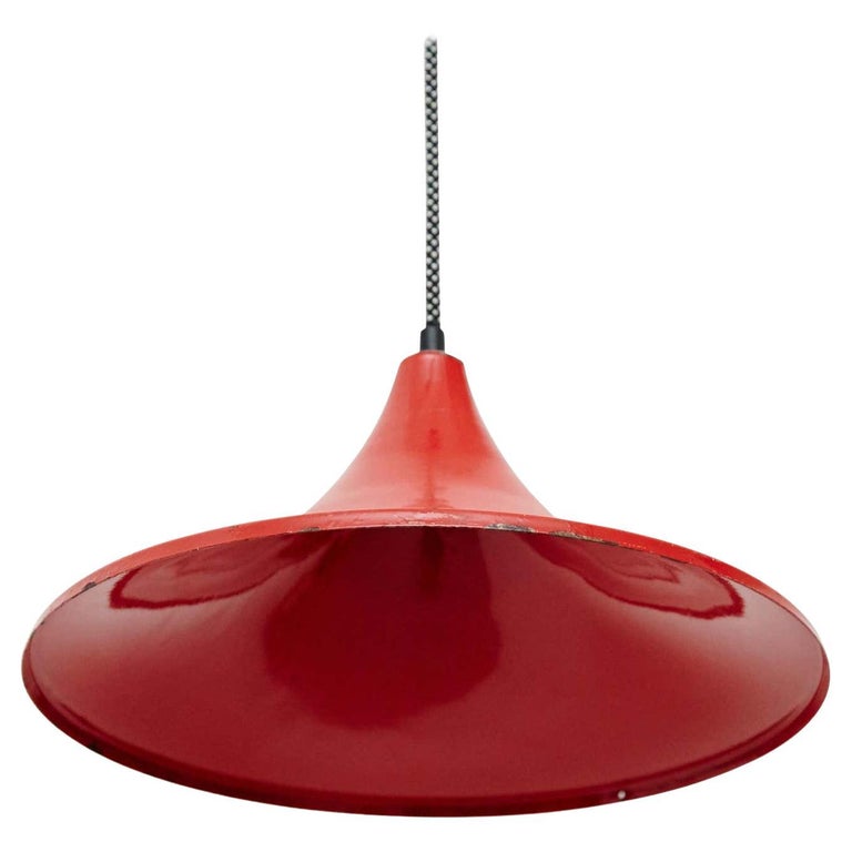 Early 20th Century Antique Red Lacquered Metal Ceiling Lamp For Sale at ...