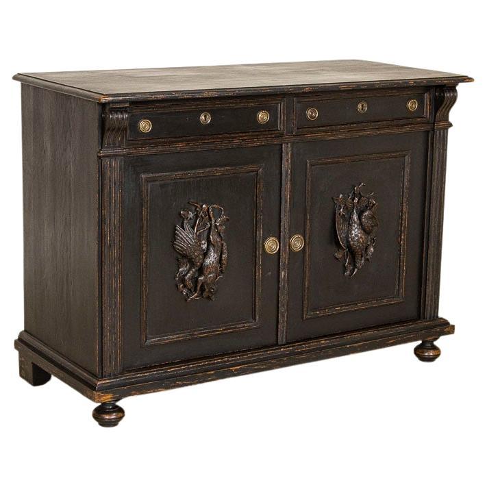 Early 20th Century Antique Sideboard Cabinet Painted Black With Carved ...