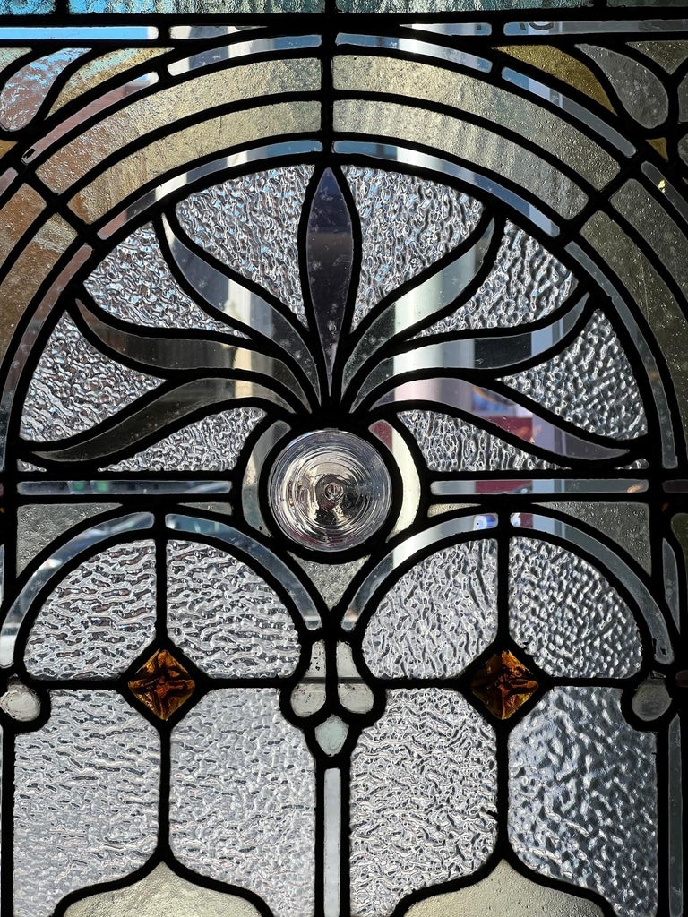 Early 20th Century Antique Stained Glass Window in a New Frame at 1stDibs
