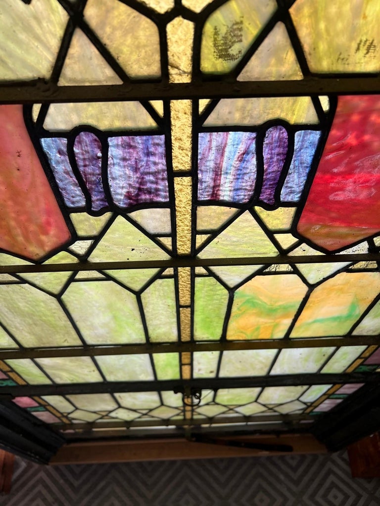 Early 20th Century Antique Stained Glass Window in a Wood Frame For ...