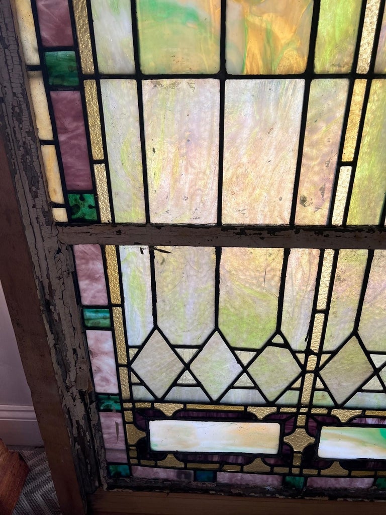 Early 20th Century Antique Stained Glass Window in a Wood Frame For ...