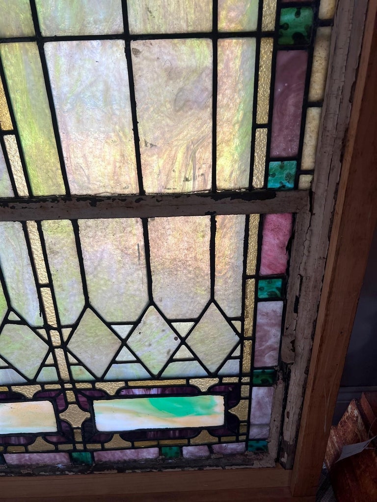 Early 20th Century Antique Stained Glass Window in a Wood Frame For ...