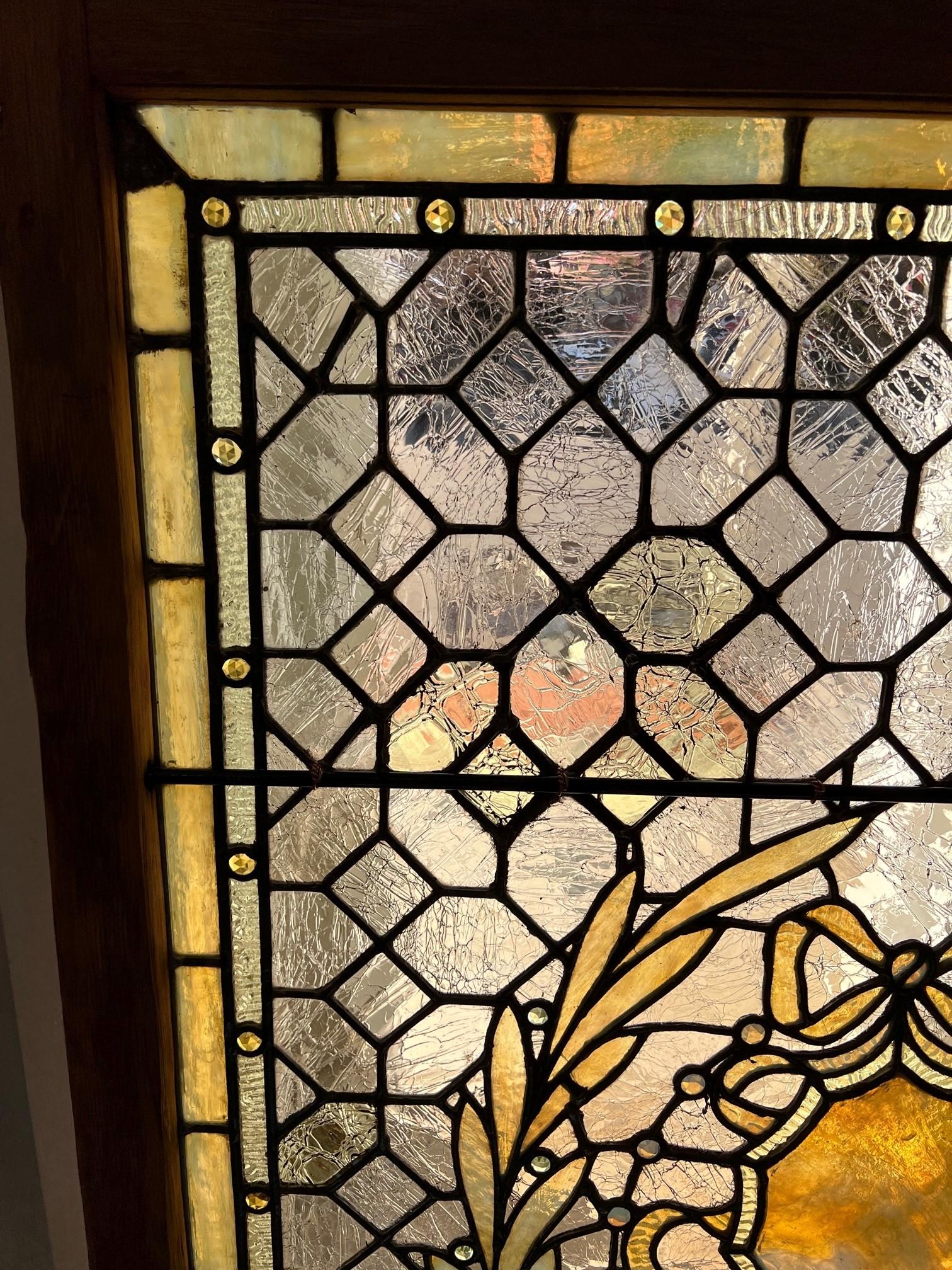 Early 20th Century Antique Stained Glass Window, Jewels in Original ...