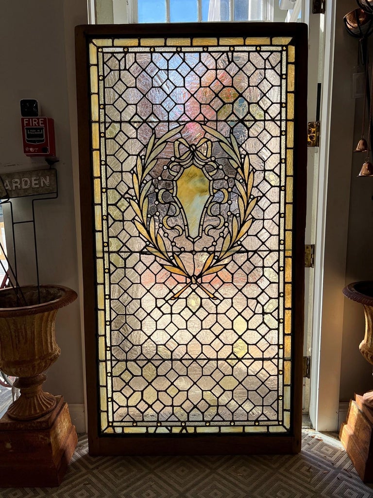 Early 20th Century Antique Stained Glass Window, Jewels in Original ...