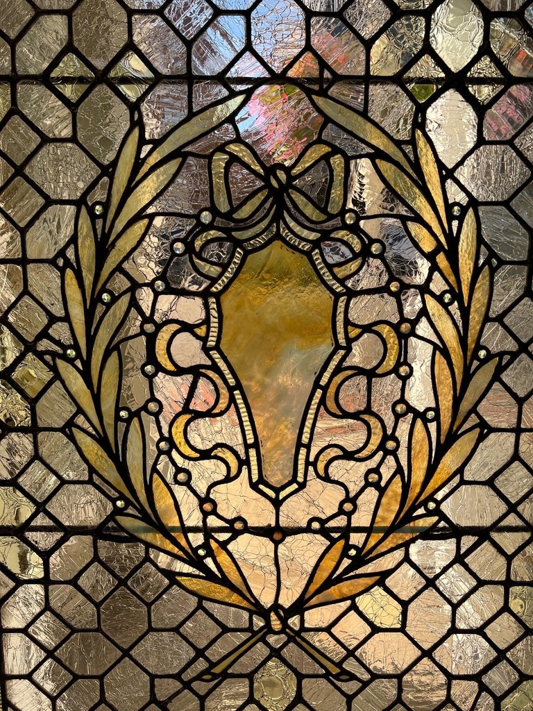 Early 20th Century Antique Stained Glass Window, Jewels in Original ...