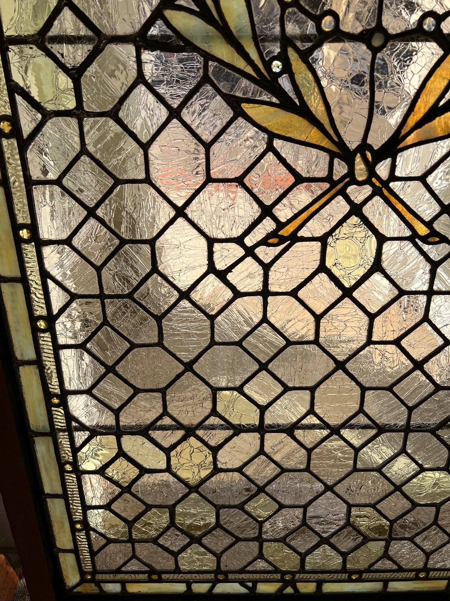 Early 20th Century Antique Stained Glass Window, Jewels in Original ...