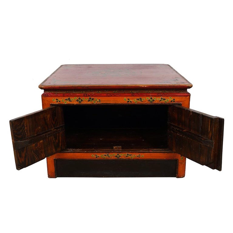 Early 20th Century Antique Tibetan Painted Square Coffee Table For Sale ...