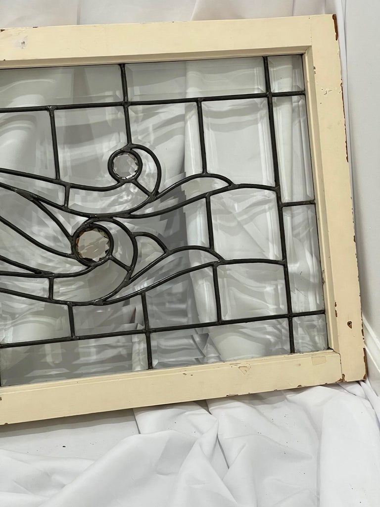 Early 20th Century Antique Victorian Beveled Glass Window in Original ...