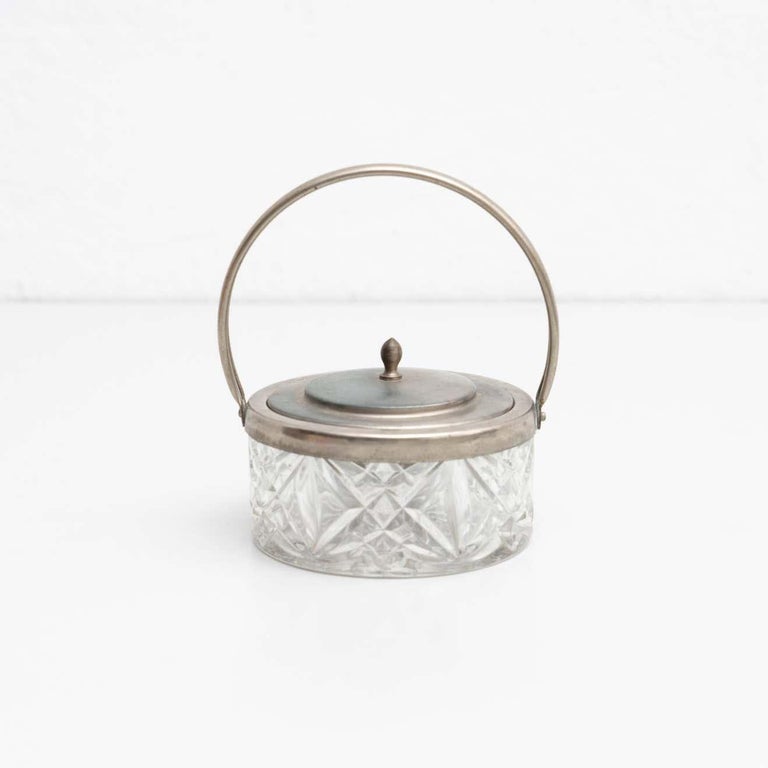 Early 20th Century Antique Victorian Metal and Glass Lidded Sugar Pot ...