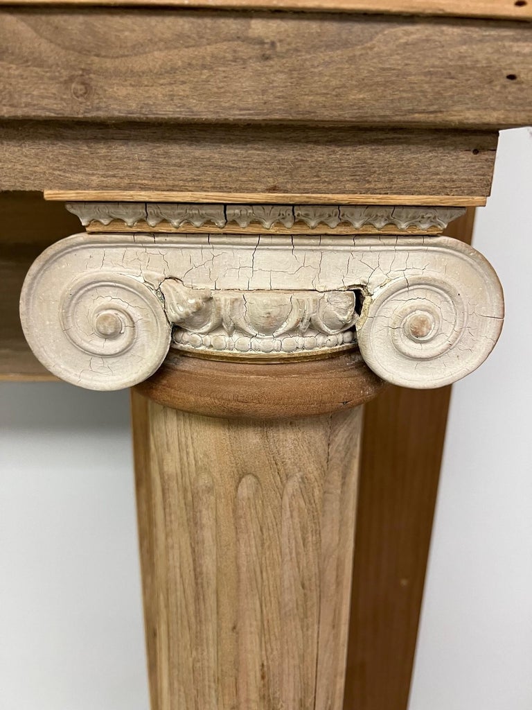 Early 20th Century Antique Wood Mantel with Round Columns and Gesso ...