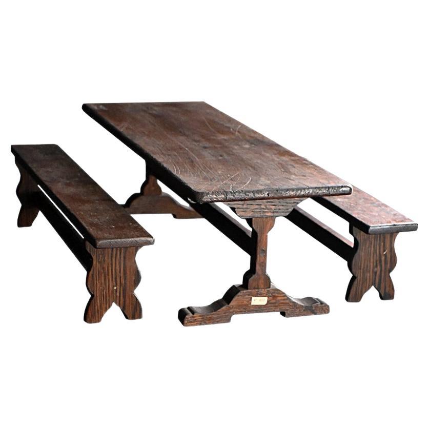 Early 20th Century apprentice hand crafted table and benches For Sale ...