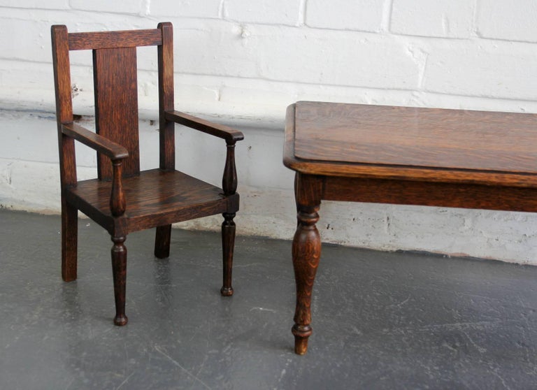 Early 20th Century Apprentice Made Model Table and Chair at 1stDibs