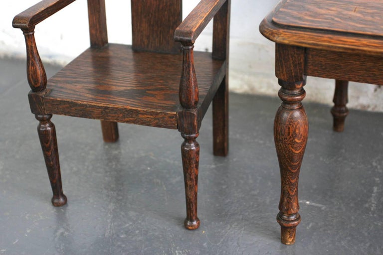 Early 20th Century Apprentice Made Model Table and Chair at 1stDibs