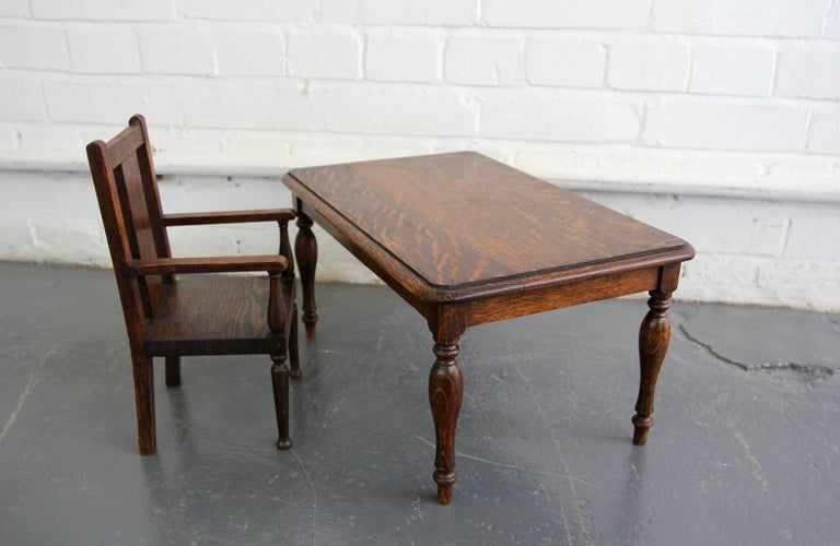 Early 20th Century Apprentice Made Model Table and Chair at 1stDibs