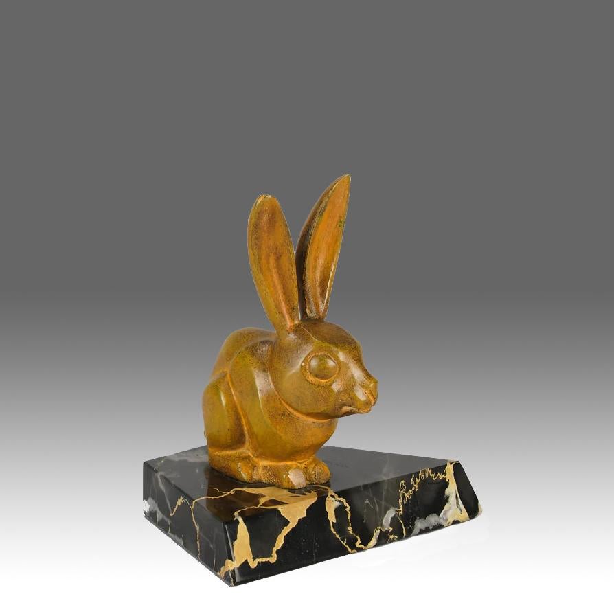 Early 20th Century Bronze Sculpture entitled "Art Deco Bunny" by Alfred ...