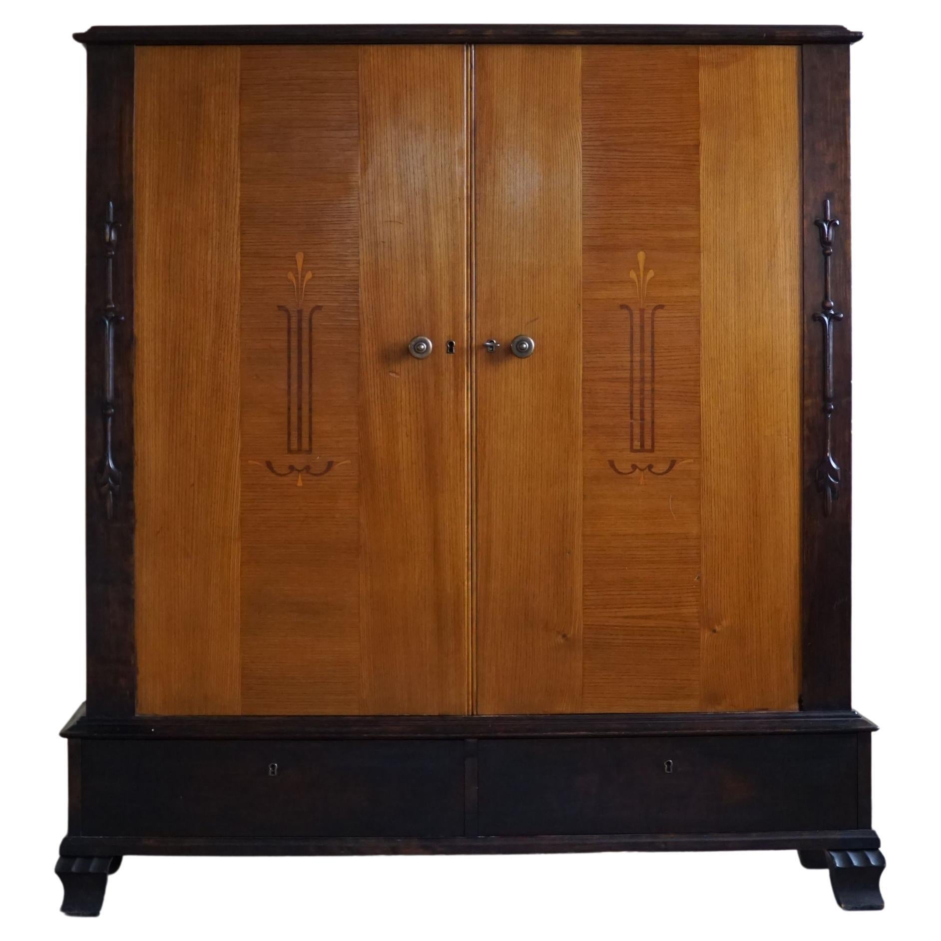 Swedish Art Deco Storage Cabinet in Walnut and Ebonized Birch at 1stDibs
