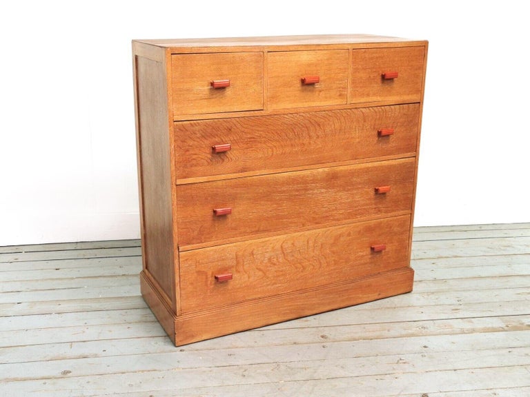 Early 20th Century Art Deco Limed Oak Chest of Drawers For Sale at 1stDibs