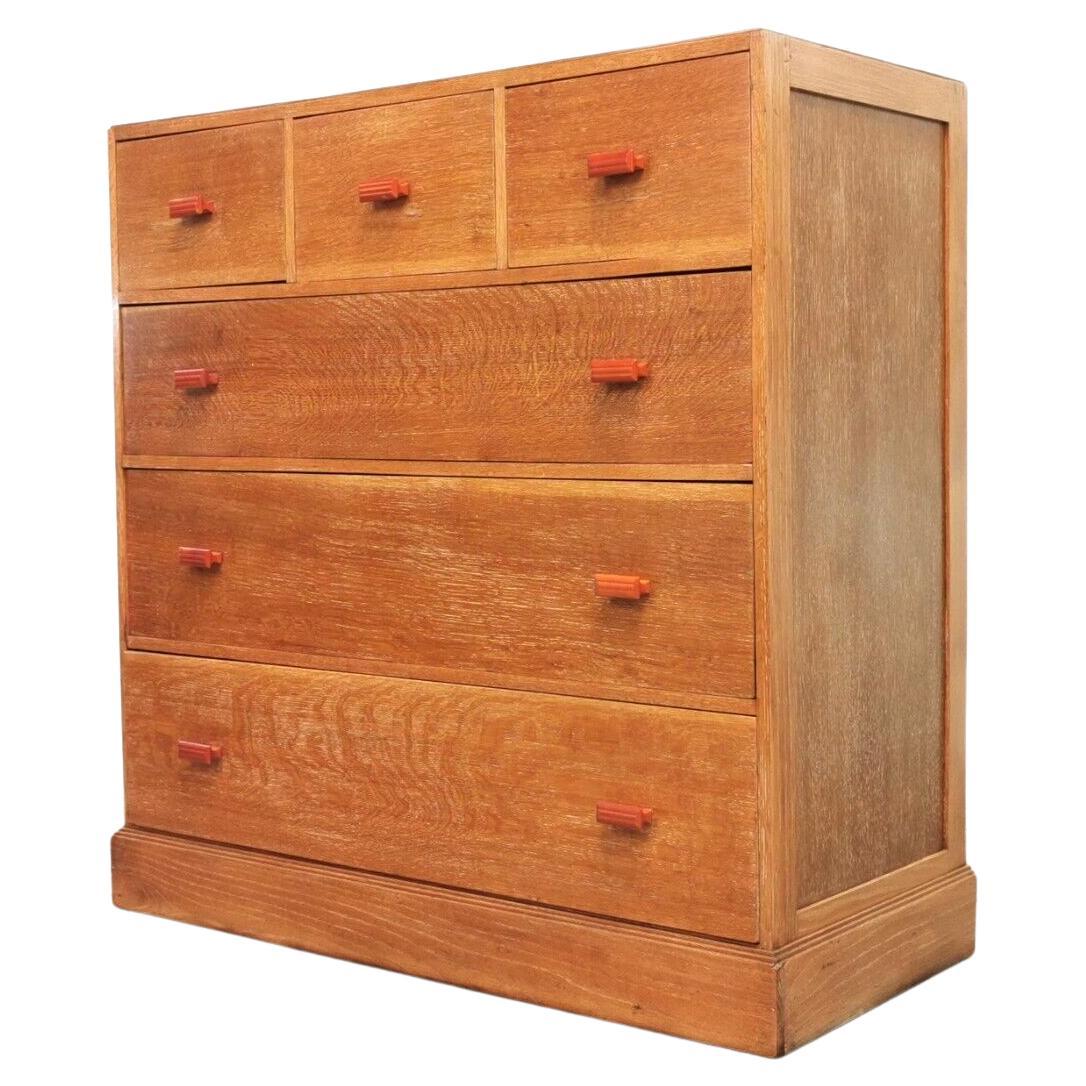 Early 20th Century Art Deco Limed Oak Chest of Drawers For Sale at 1stDibs