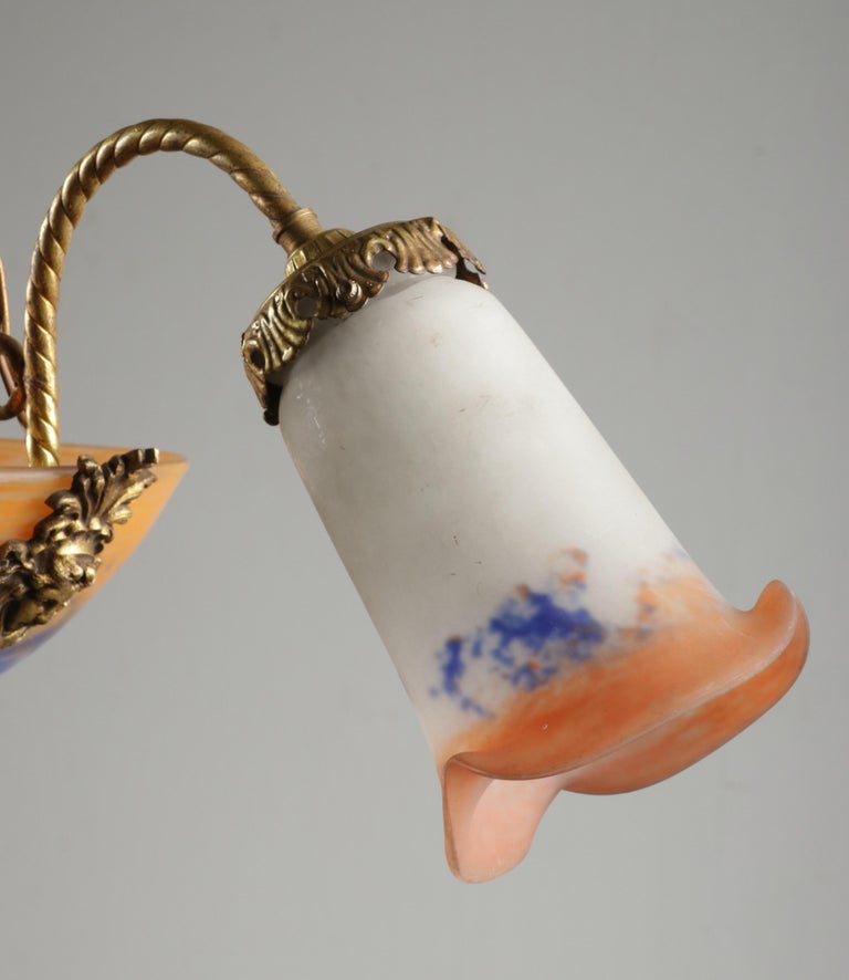 Early 20th Century Art Deco Paste Glass Pendant Chandelier by Noverdy ...