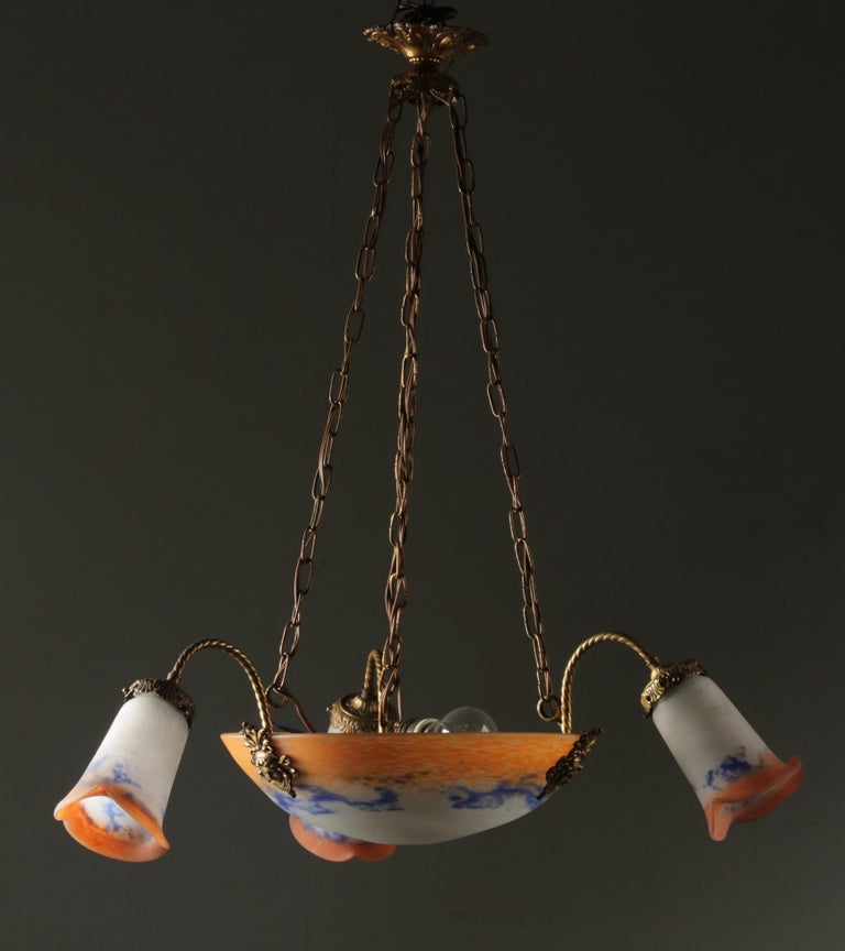 Early 20th Century Art Deco Paste Glass Pendant Chandelier by Noverdy ...