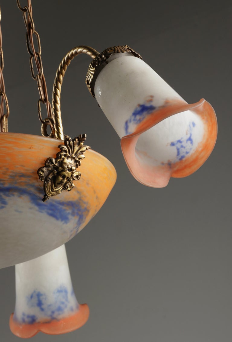 Early 20th Century Art Deco Paste Glass Pendant Chandelier by Noverdy ...