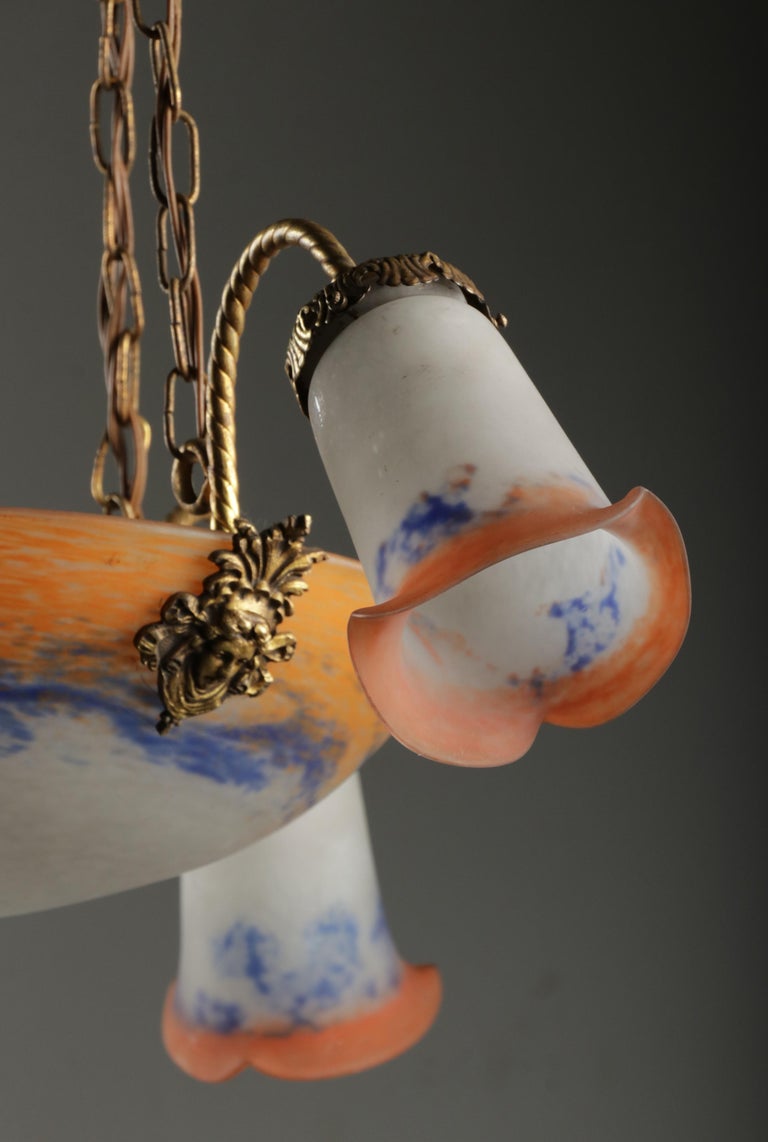 Early 20th Century Art Deco Paste Glass Pendant Chandelier by Noverdy ...