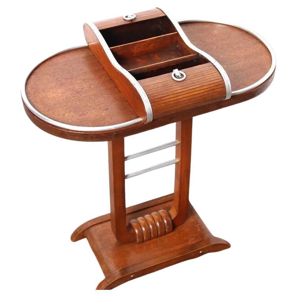 Australian Art Deco Chrome and Black Bakelite Smoker's Table and ...