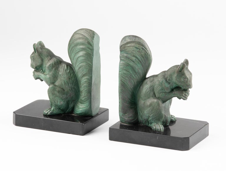 Early 20th Century Art Deco Spelter Bookends with Squirrels For Sale at ...