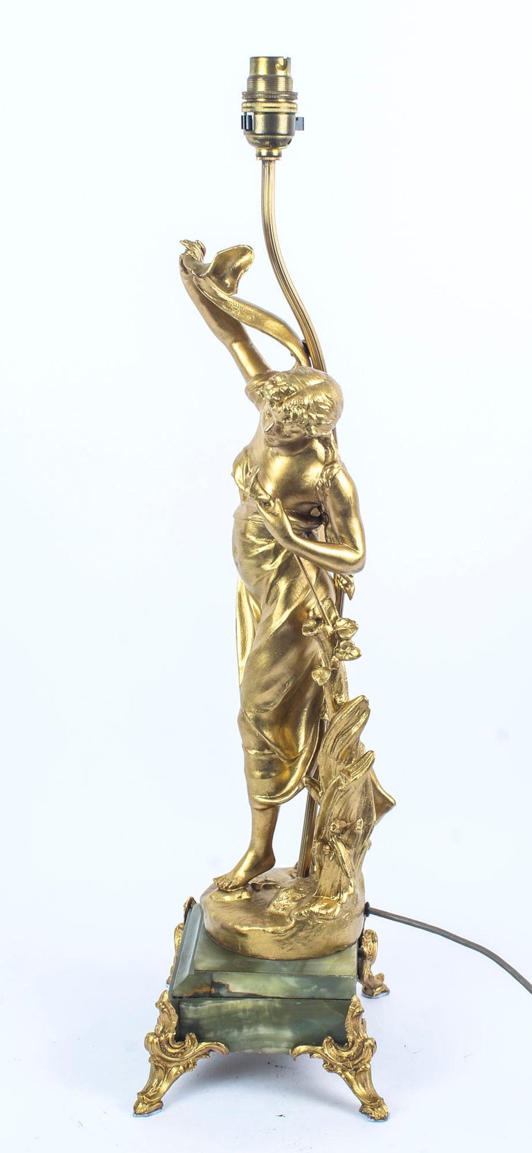 Early 20th Century Art Nouveau Gilded Dancing Lady Lamp at 1stDibs