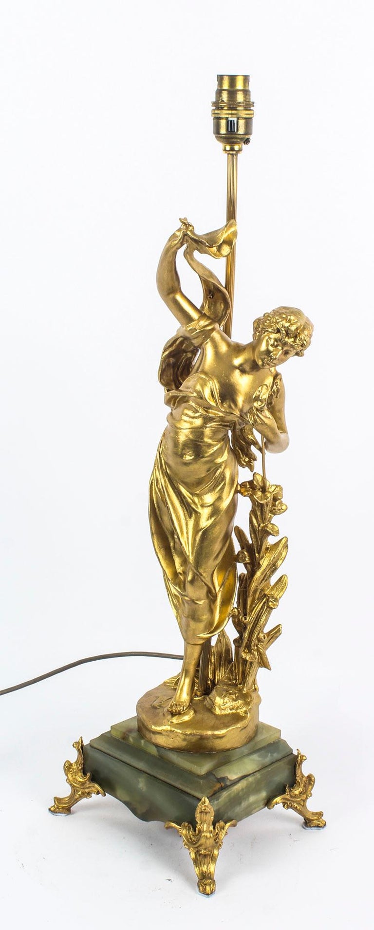 Early 20th Century Art Nouveau Gilded Dancing Lady Lamp at 1stDibs