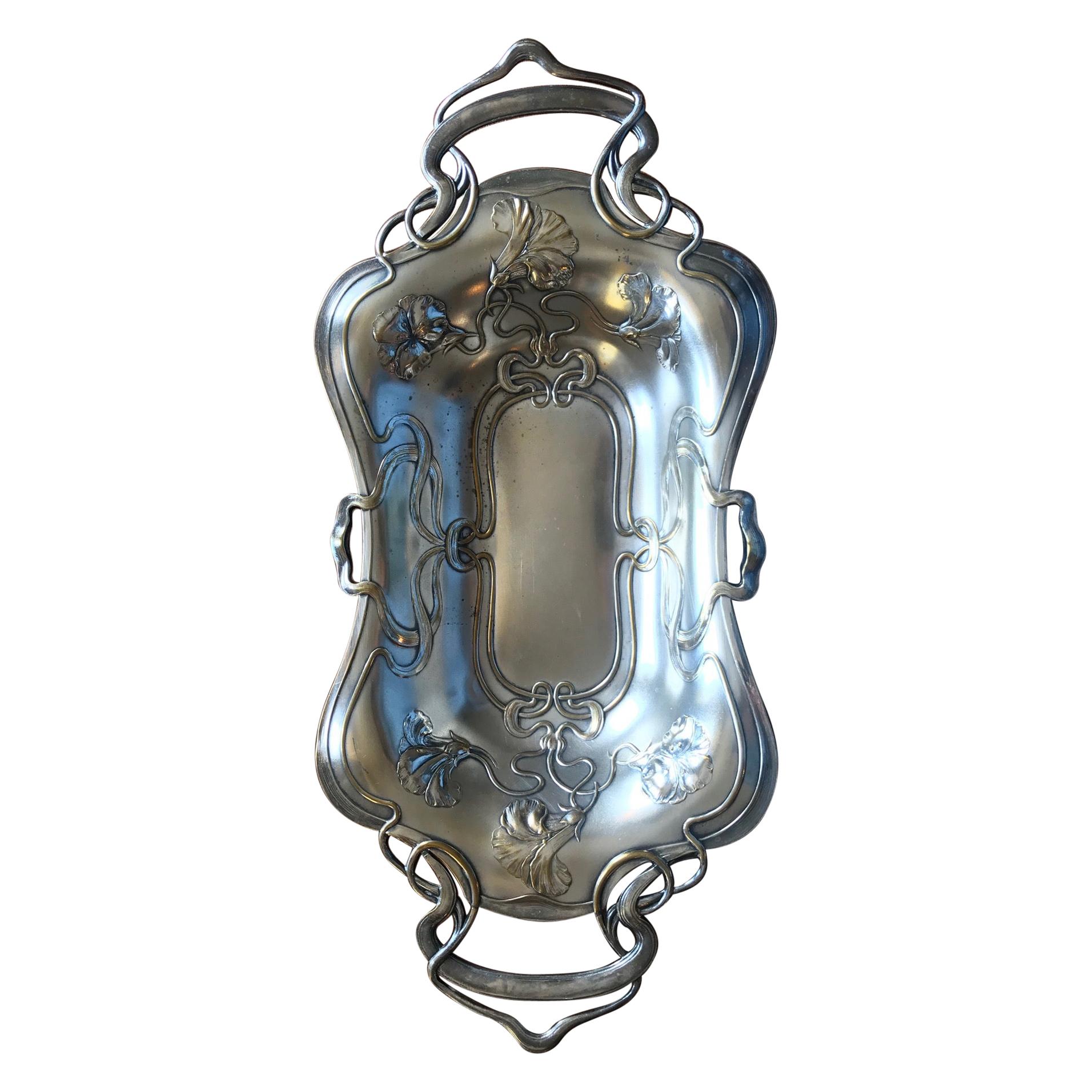 Early 20th Century Art Deco Silver Plate Tray 7 Muses For Sale at 1stDibs