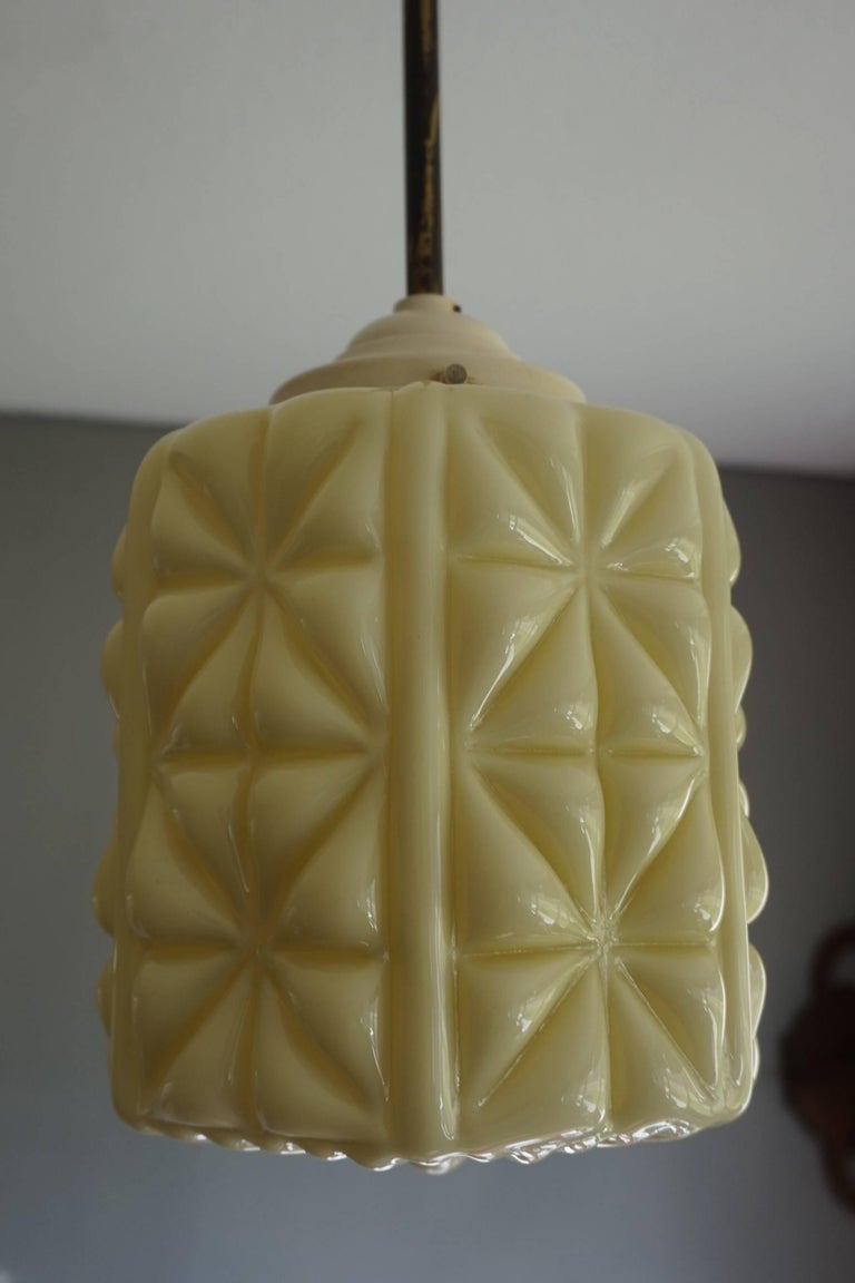 Early 20th Century Art Deco Glass, Brass and White Bakelite Pendant ...