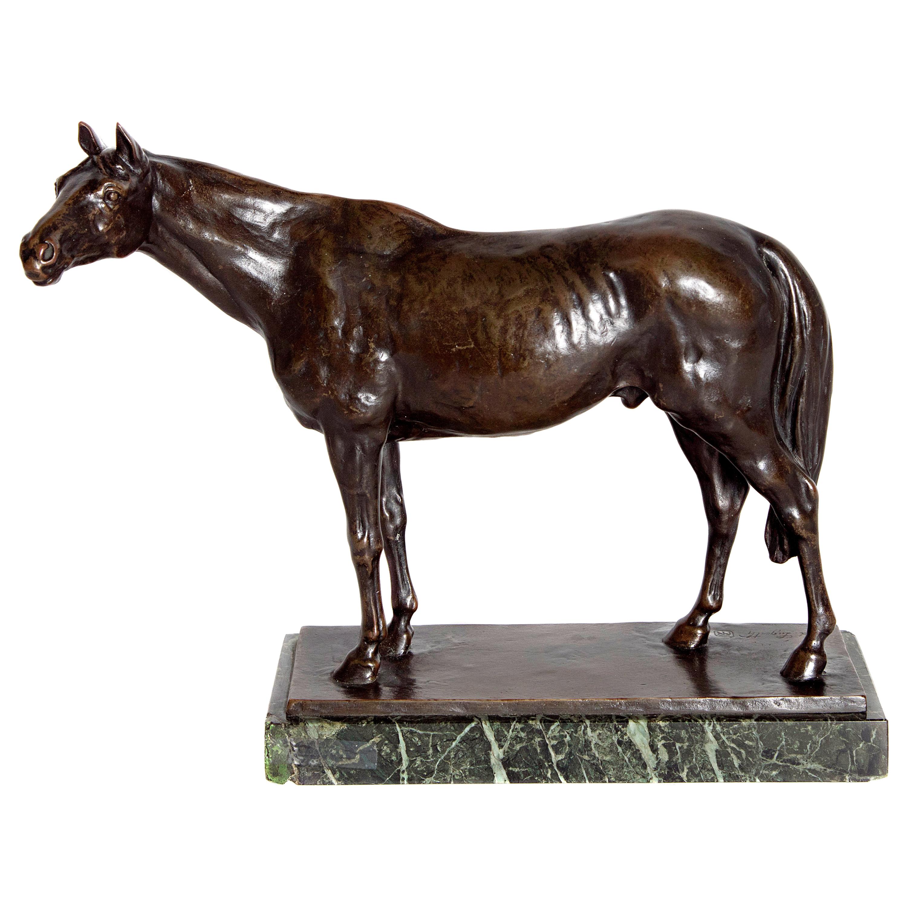 Early 20th Century Austrian Bronze Standing Horse by Ferdinand Lugerth ...