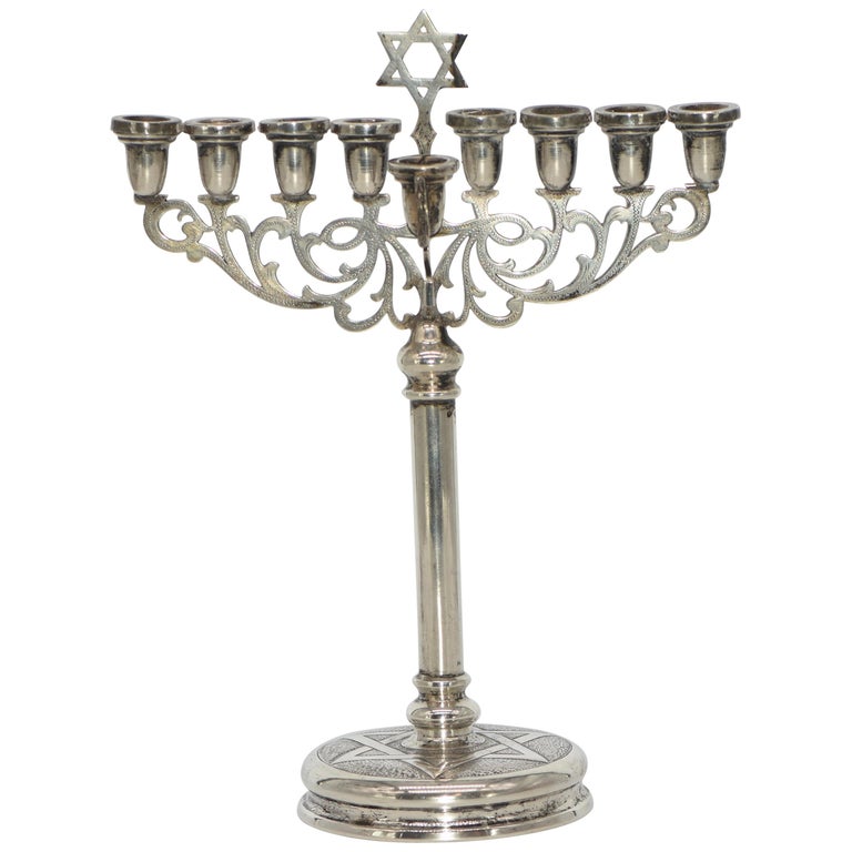 Early 20th Century Austrian Silver Hanukkah Lamp Menorah at 1stDibs